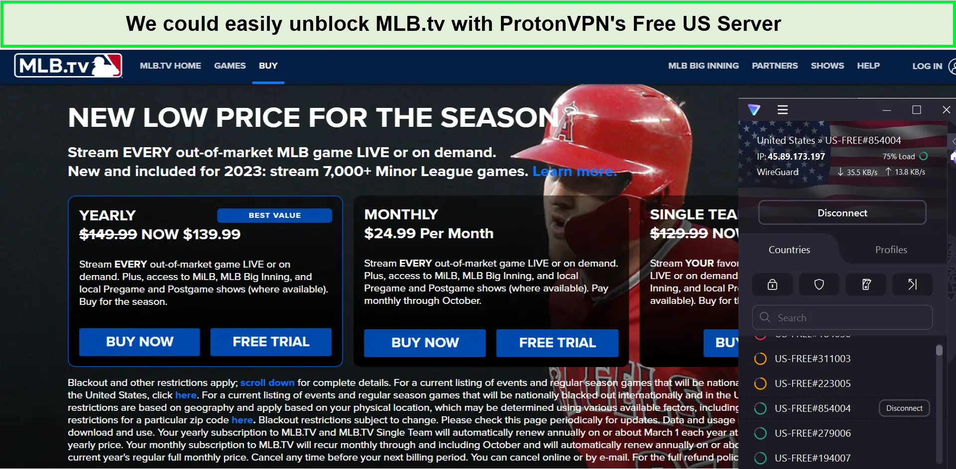 Best Free VPN for MLB TV outside USA in 2025